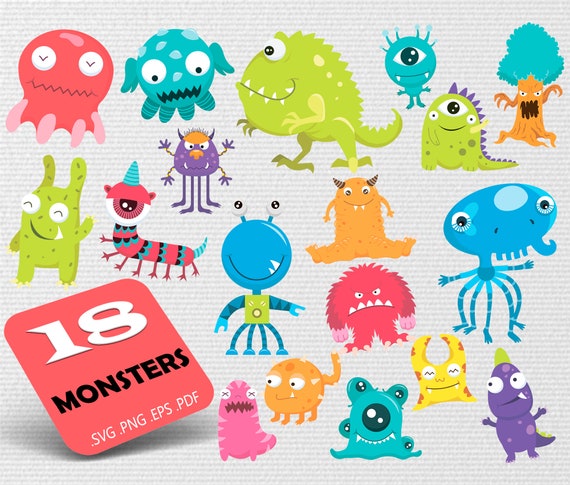 Monster Svgcute Monster Svgmonsters Svg Print File Vector | Etsy
