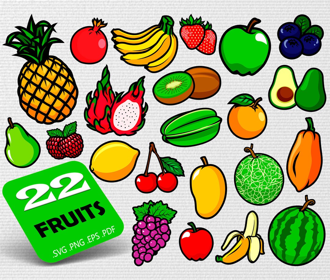 Fruits Svg,pineapple Clipart Svg, Watermelon Clipart Svg, Strawberry ...