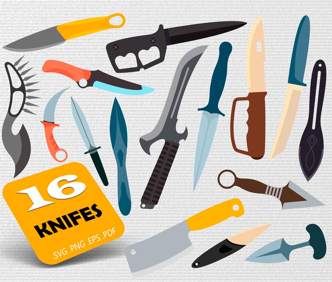 Knifes Svg,kitchen Knife Svg, Knife Png, Knife Silhouette, Knife Black ...
