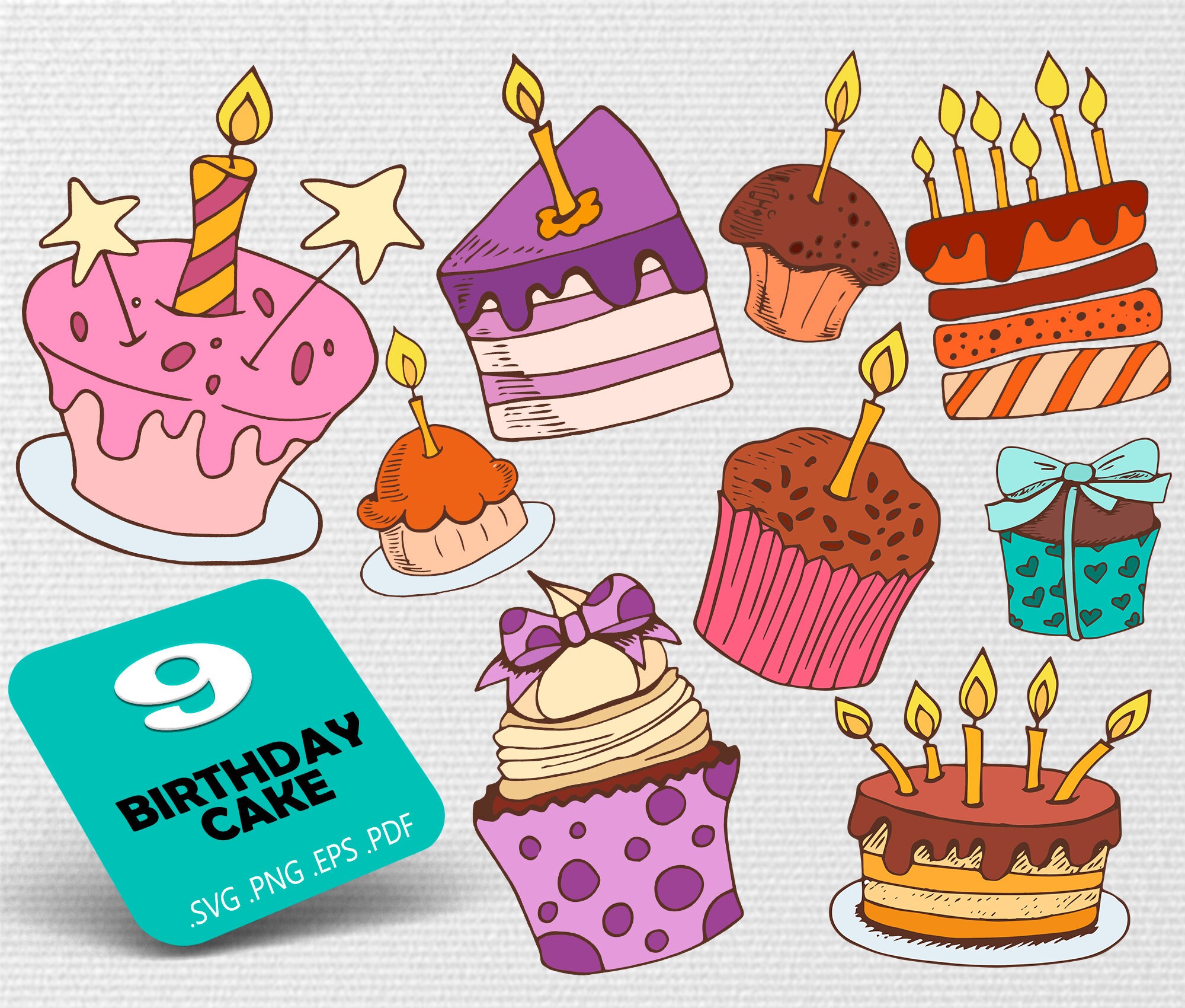 Birthday Cake Svg,birthday Cake SVG Bundle, Birthday Cake SVG, Birthday ...