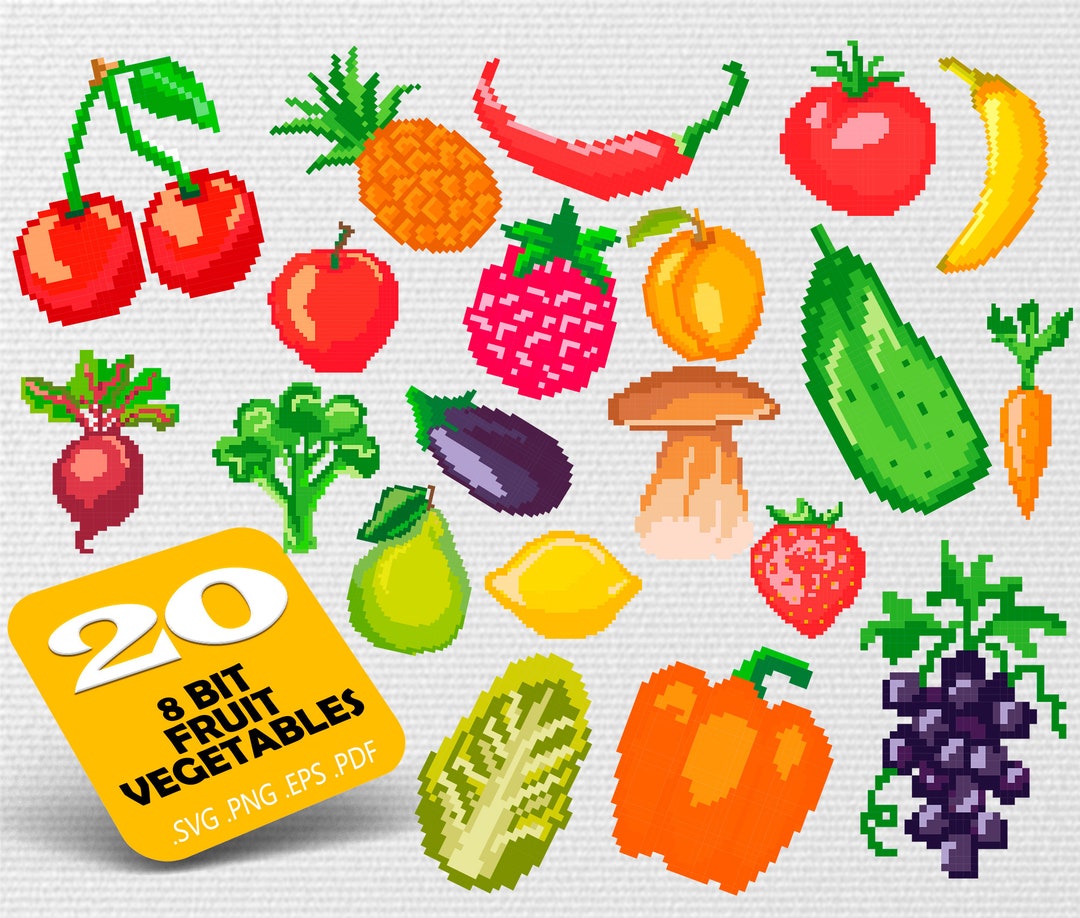 8 Bit Fruits Svg,8 Bit Vegetables Svg,pineapple Clipart Svg,cherry ...