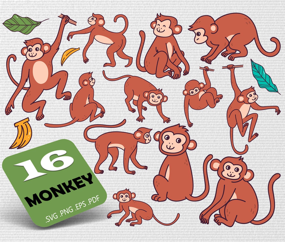 Monkeys Svg,monkey Svg,baby Monkey Silhouette ,monkey Vector,baby ...