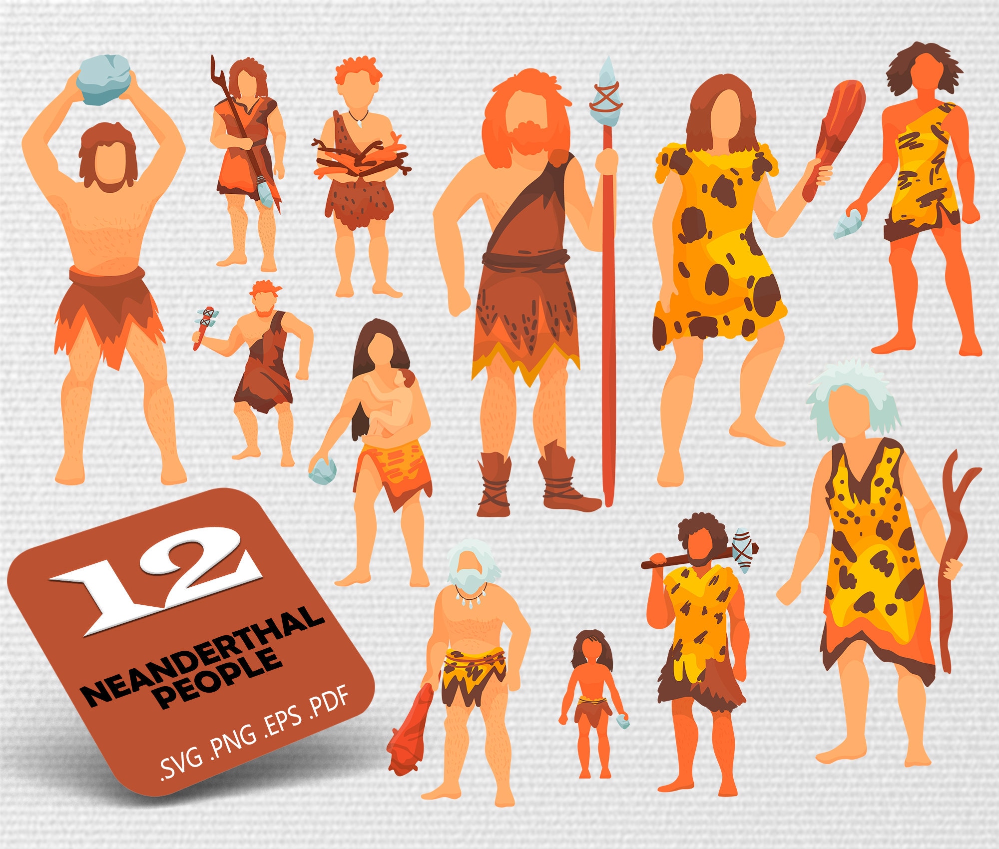 Neanderthal People Svg,neanderthal Svg, Ancient People Svg, Stone Age ...