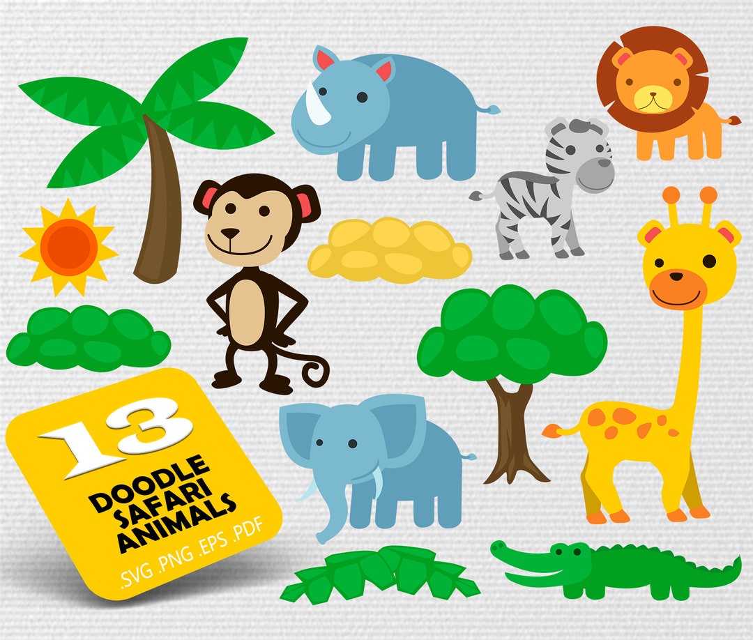 Animal SVG, Safari Animals SVG, Jungle Animals Svg,giraffe Svg, Animals ...