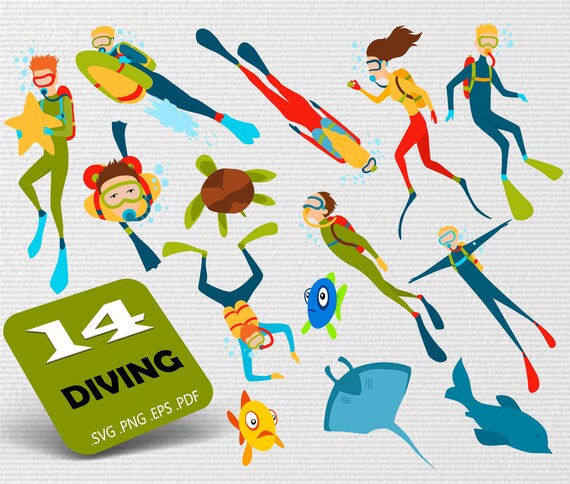 Diving Svgdiver SVG Design Underwater Svgclipart Swimming - Etsy