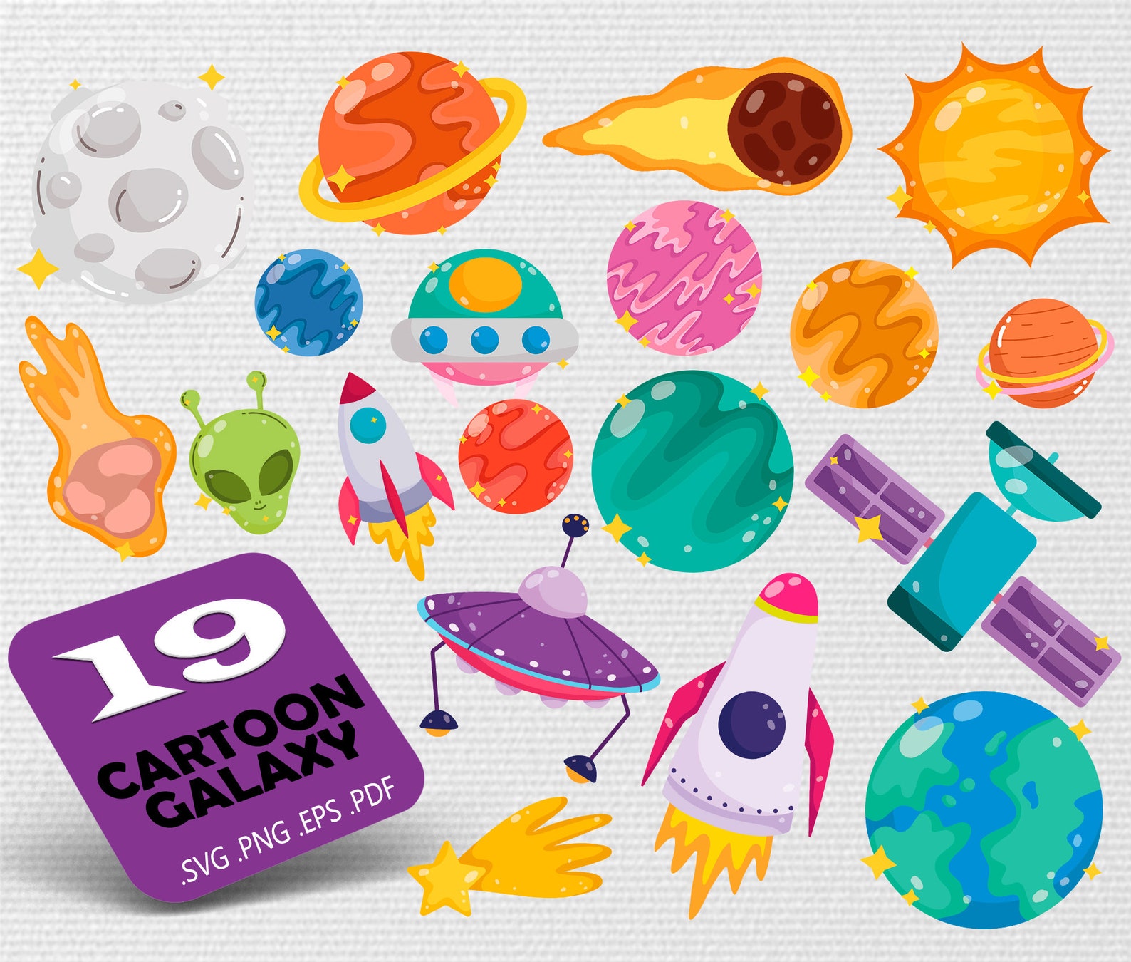 Galaxy Svg,space Clipart Svg Bundle,outer Space Clipart,planets Clipart ...