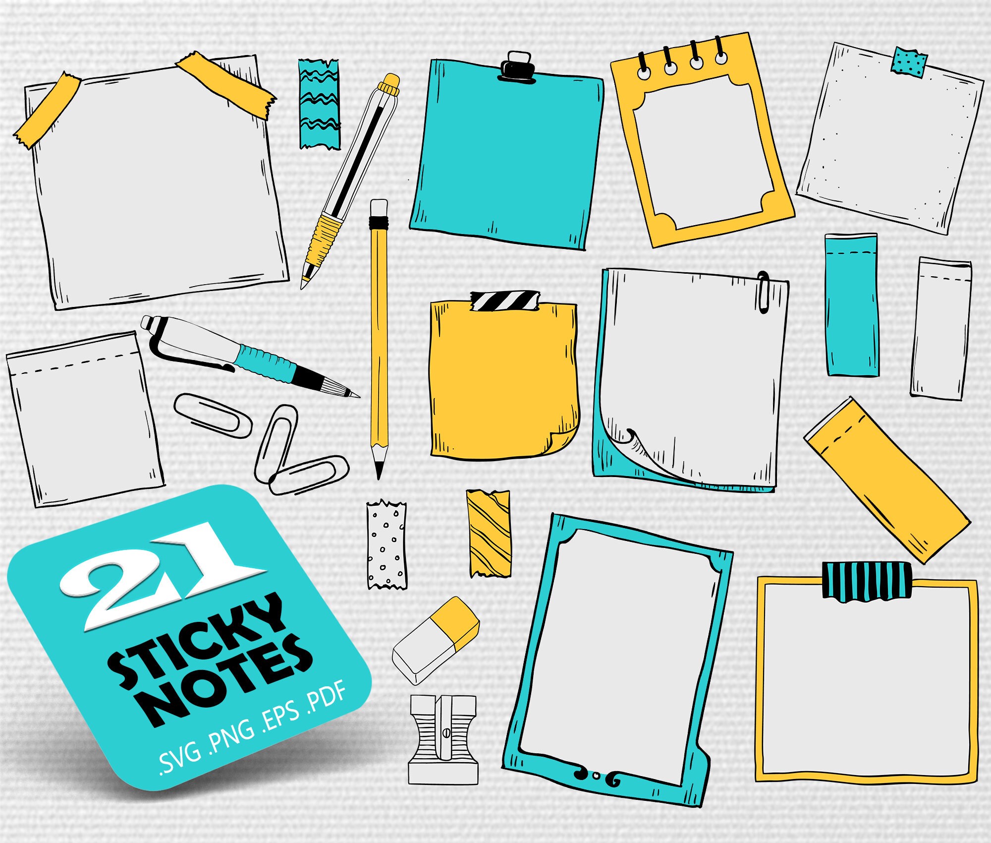 Sticky Notes Svg,notes Svg,notes Bundle,note Clipart,note Vector ...