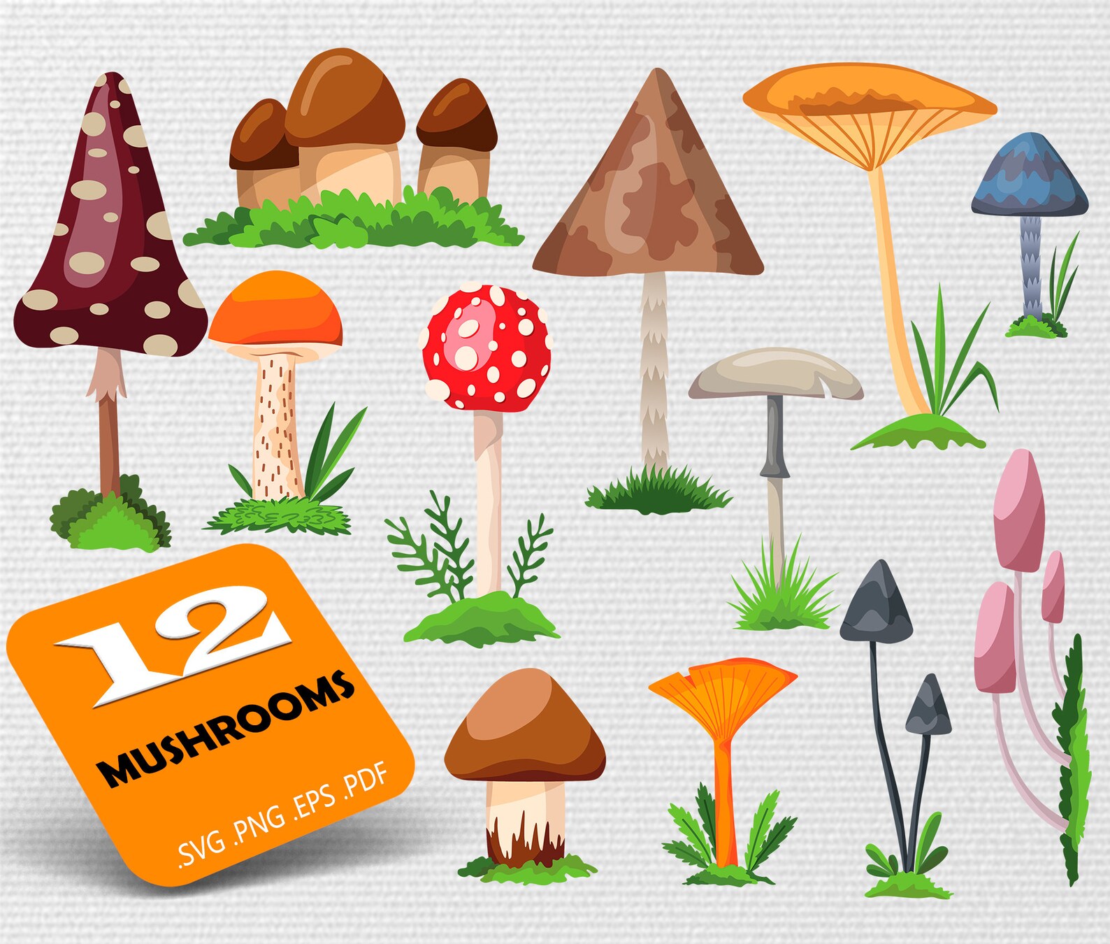 Mushrooms Svg,mushrooms Clipart Collection, Mushrooms SVG Bundle ...