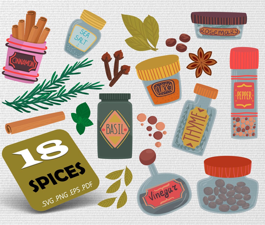 Spices Svg, Salt Svg, Pepper Svg, Rosemary Svg,cooking Svg,cinnamon Svg ...