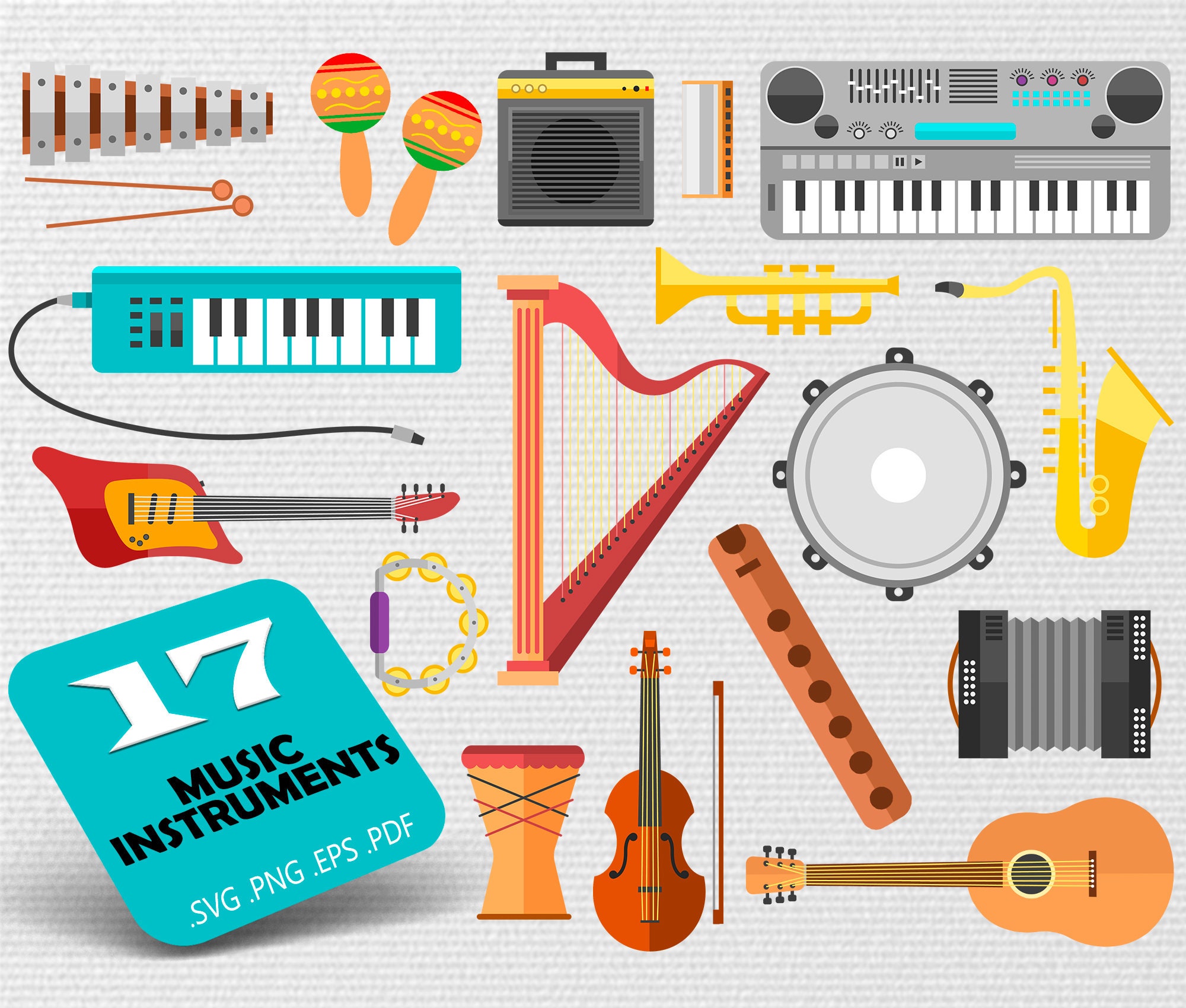 Instrumentos de música svg, svg música, clipart vector de música, Svg ...