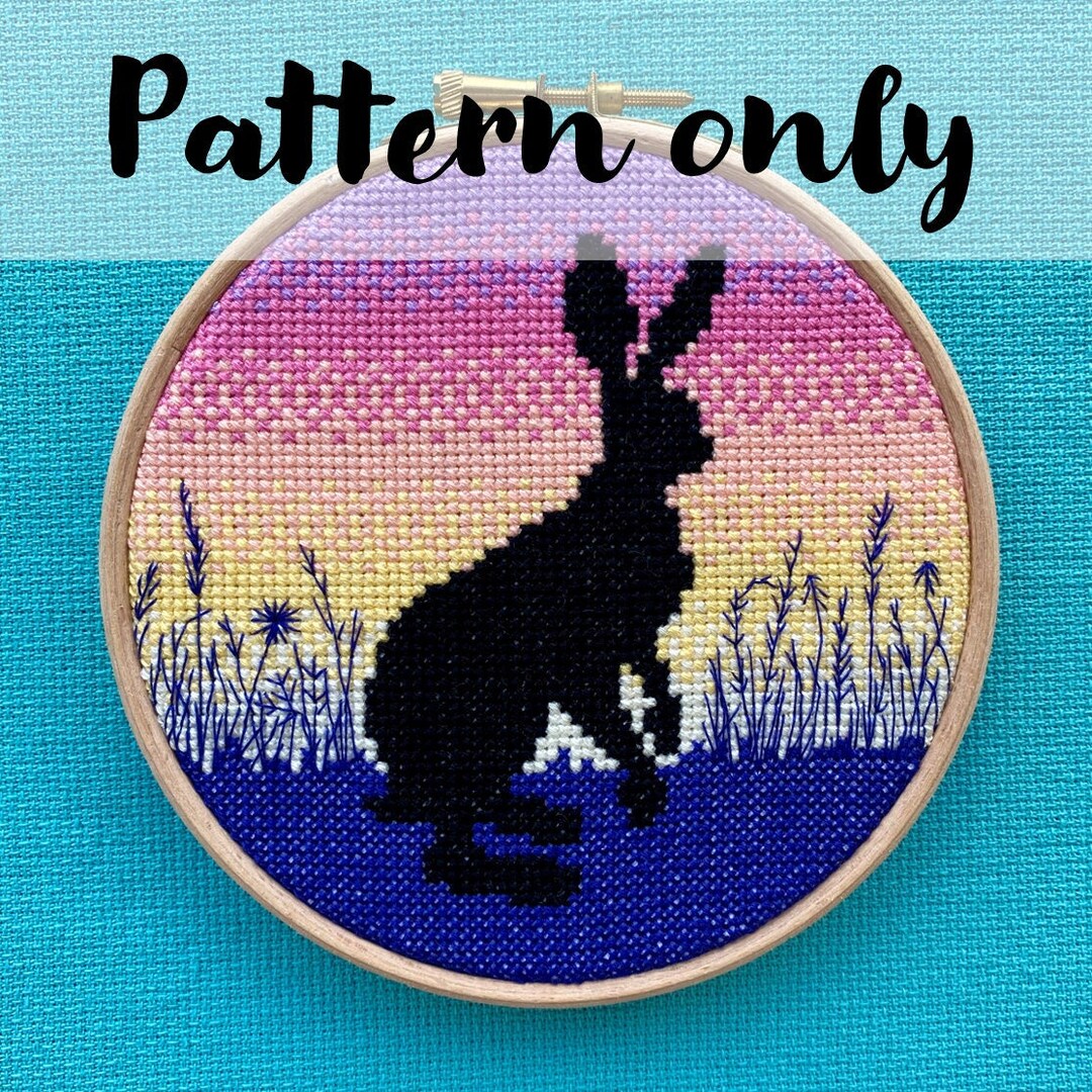 Sunrise Hare Cross Stitch Pattern. British Wildlife. Modern Counted ...