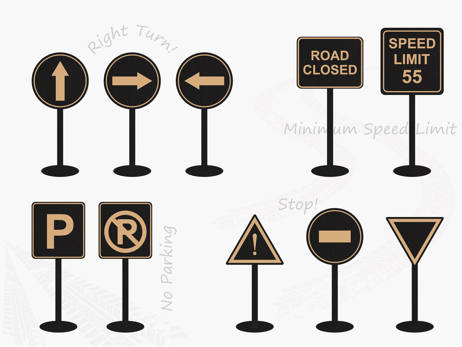 Traffic Sign Set 10 Wooden Sign for Road Wooden Road Track - Etsy