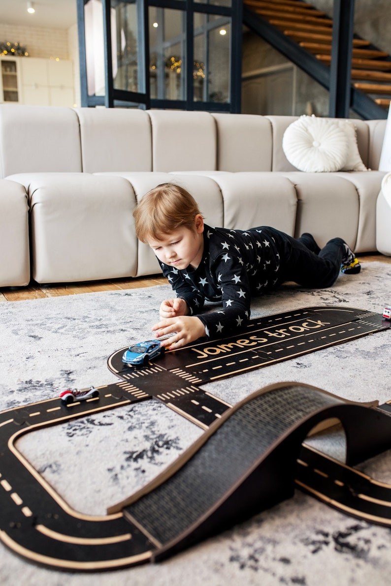 Personalized Wooden Road Track for Kids | Montessori Car Toy - Etsy