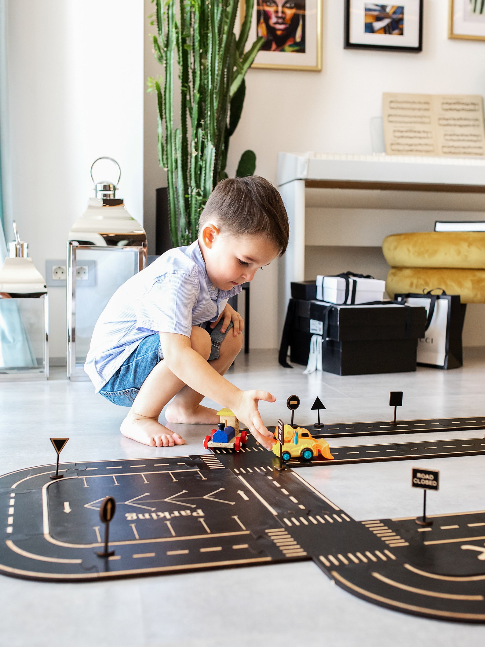 Wooden Car Track Road Track Toddler Gift for Kids Baby - Etsy
