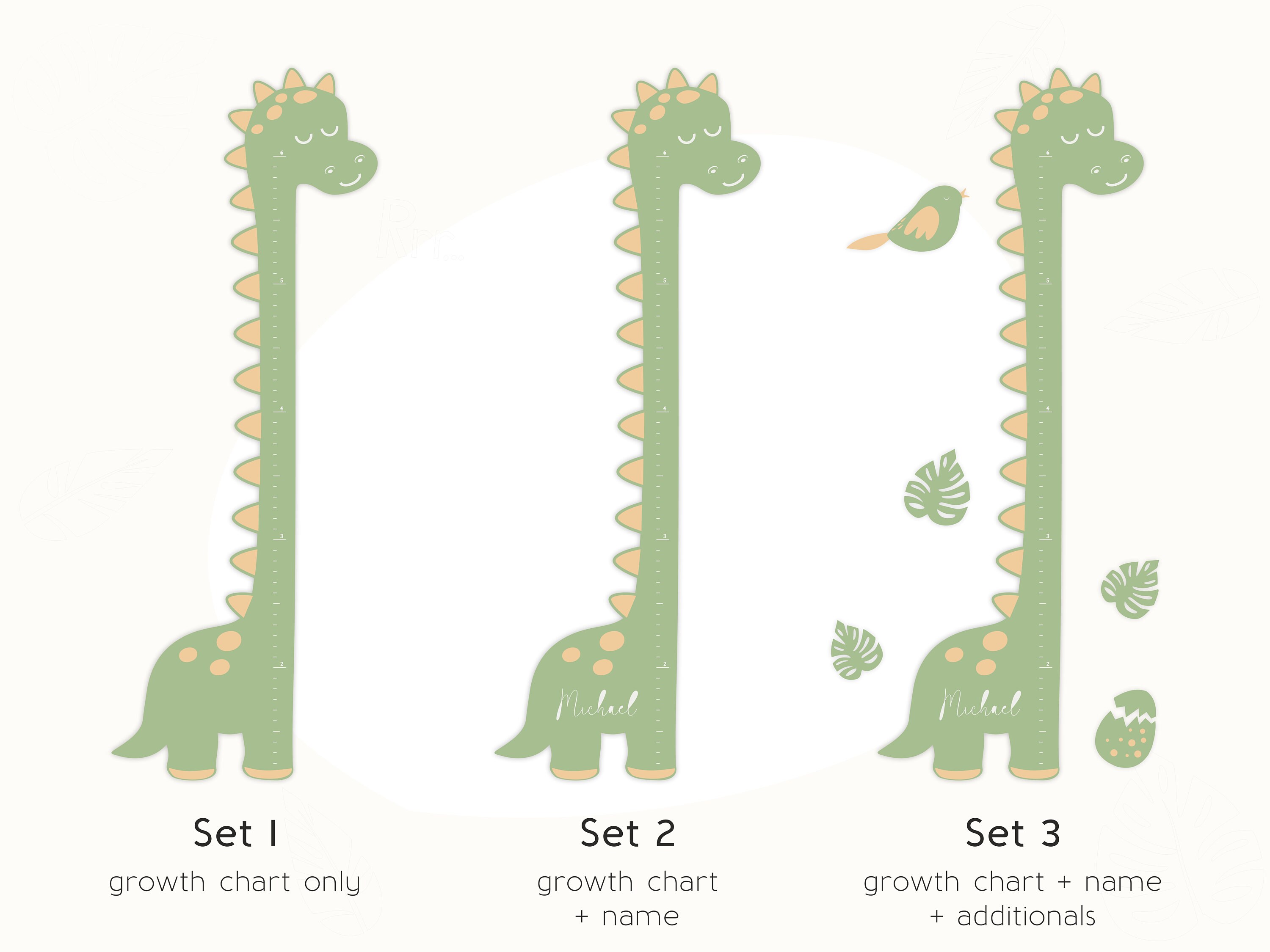 Personalized Dinosaur Growth Chart | Handmade Wood Nursery Decor - Etsy
