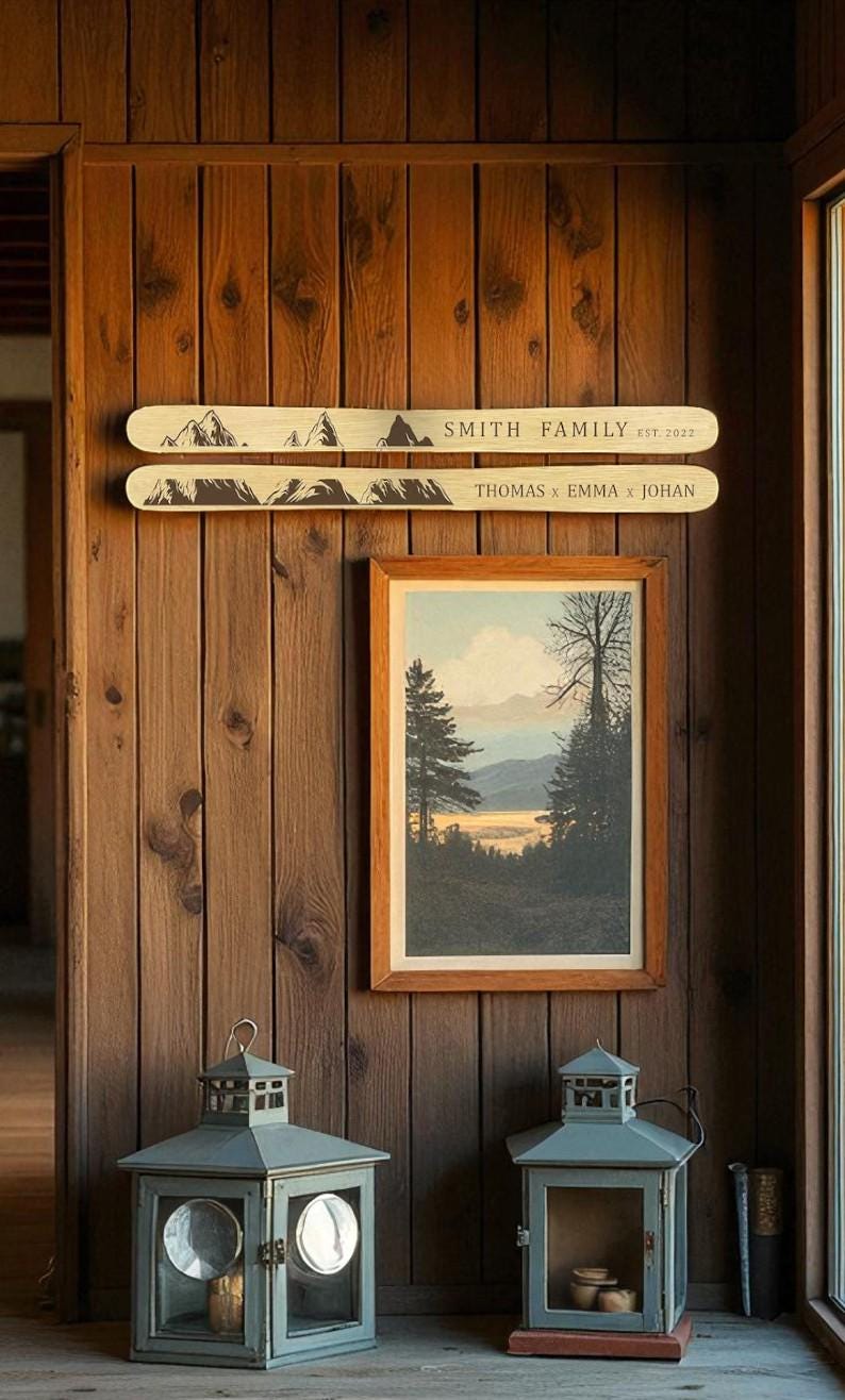 Rustic Ski Lodge Sign – Personalized Wooden Wall Decor | Cabin ...