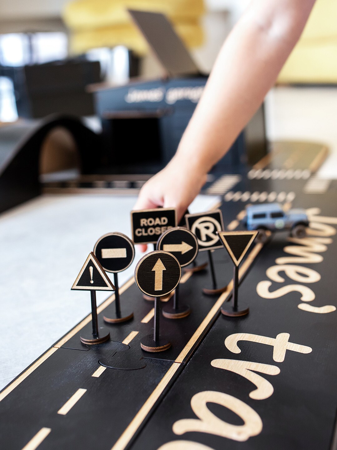 Traffic Sign Set - 10 Wooden Sign for Road - Wooden Road Track Set ...