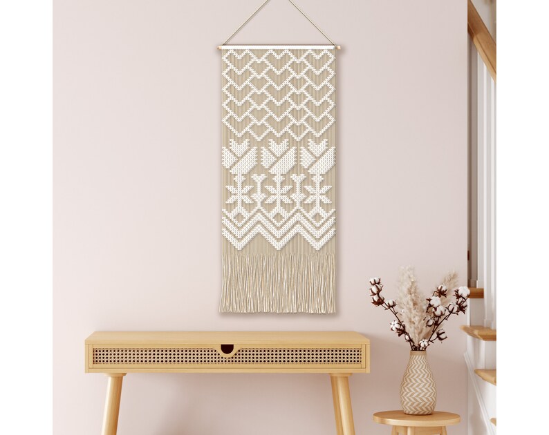 Macrame PATTERN - Wall Hanging Tutorial - "roses' Hearts" - DIY Macrame Boho Pattern ...