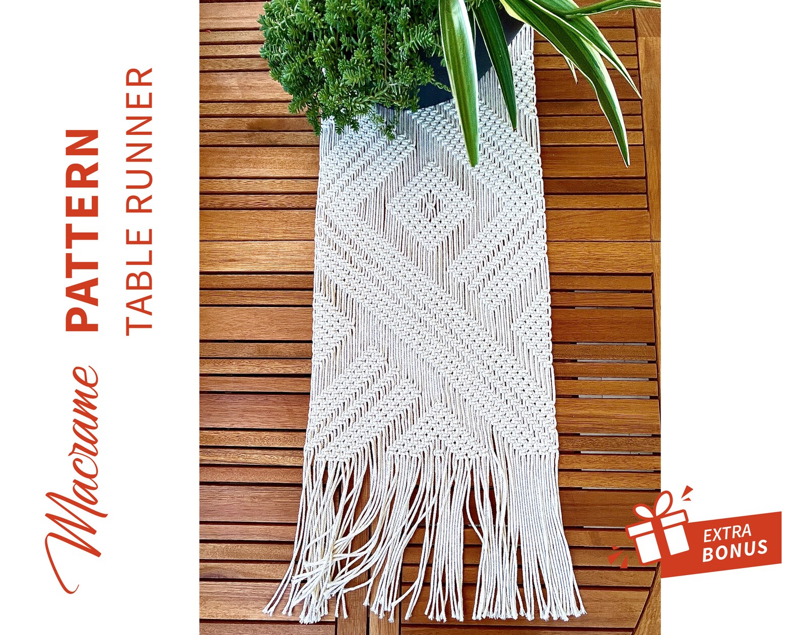 TABLE RUNNER Pattern Macrame Tutorial colorio | Etsy