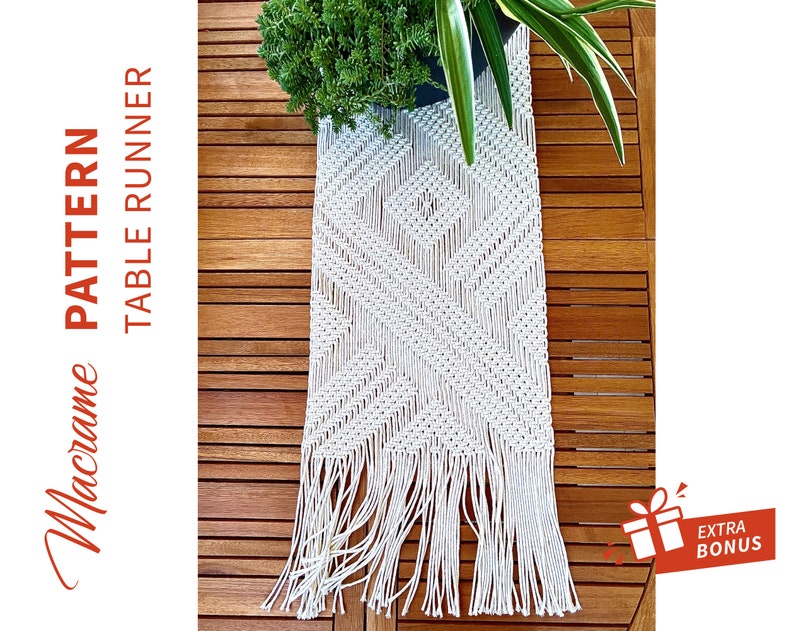 TABLE RUNNER Pattern Macrame Tutorial colorio | Etsy