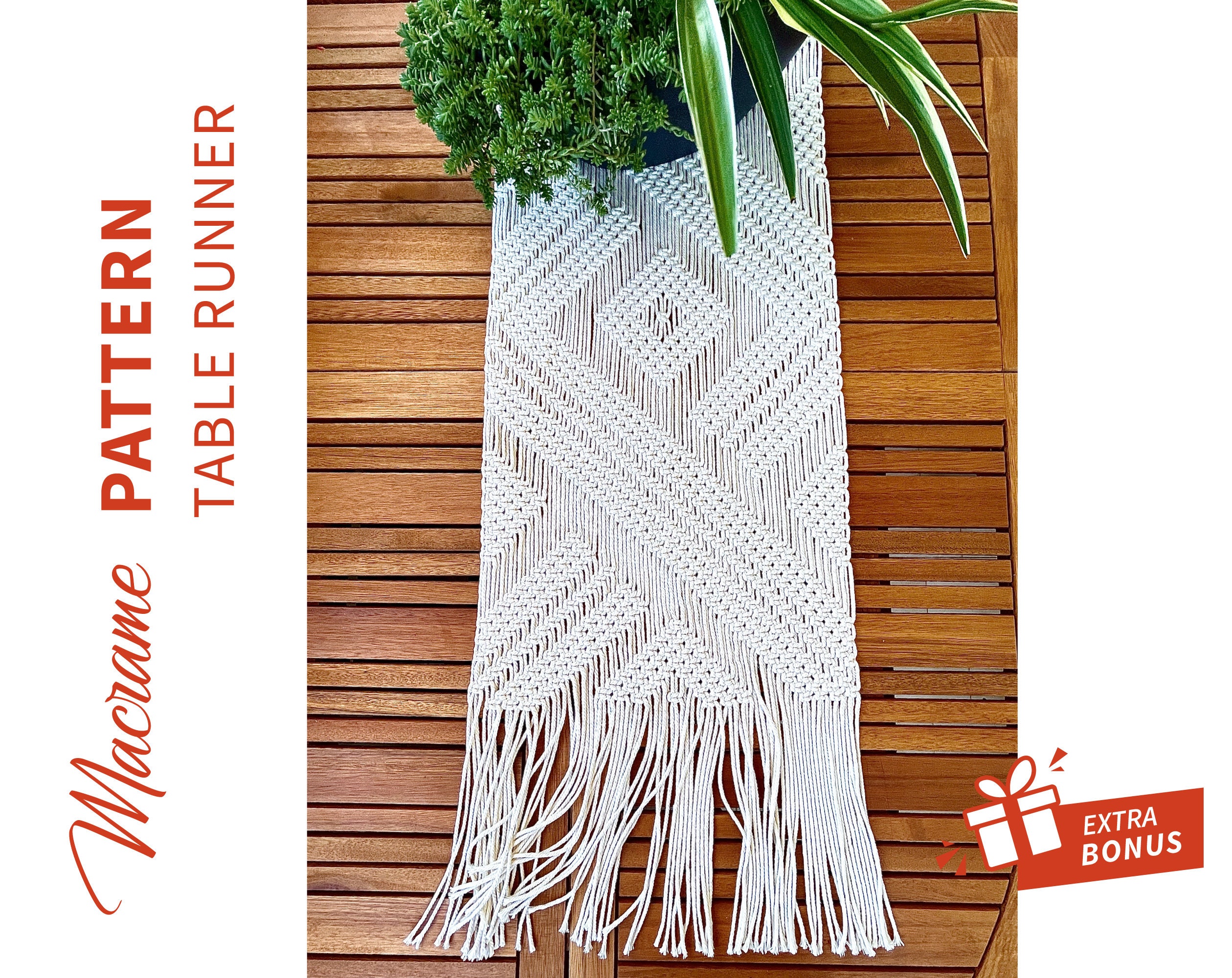 TABLE RUNNER Pattern Macrame Tutorial colorio - Etsy