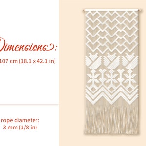 Macrame PATTERN - Wall Hanging Tutorial - "roses' Hearts" - DIY Macrame ...