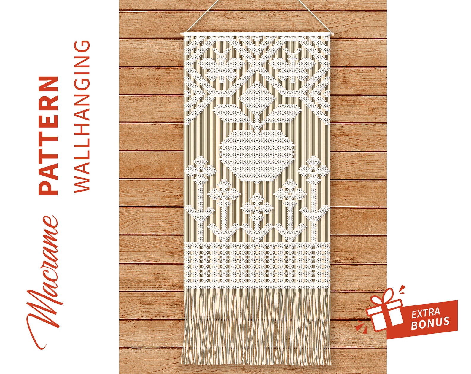 Macrame PATTERN Wall Hanging Tutorial apple | Etsy