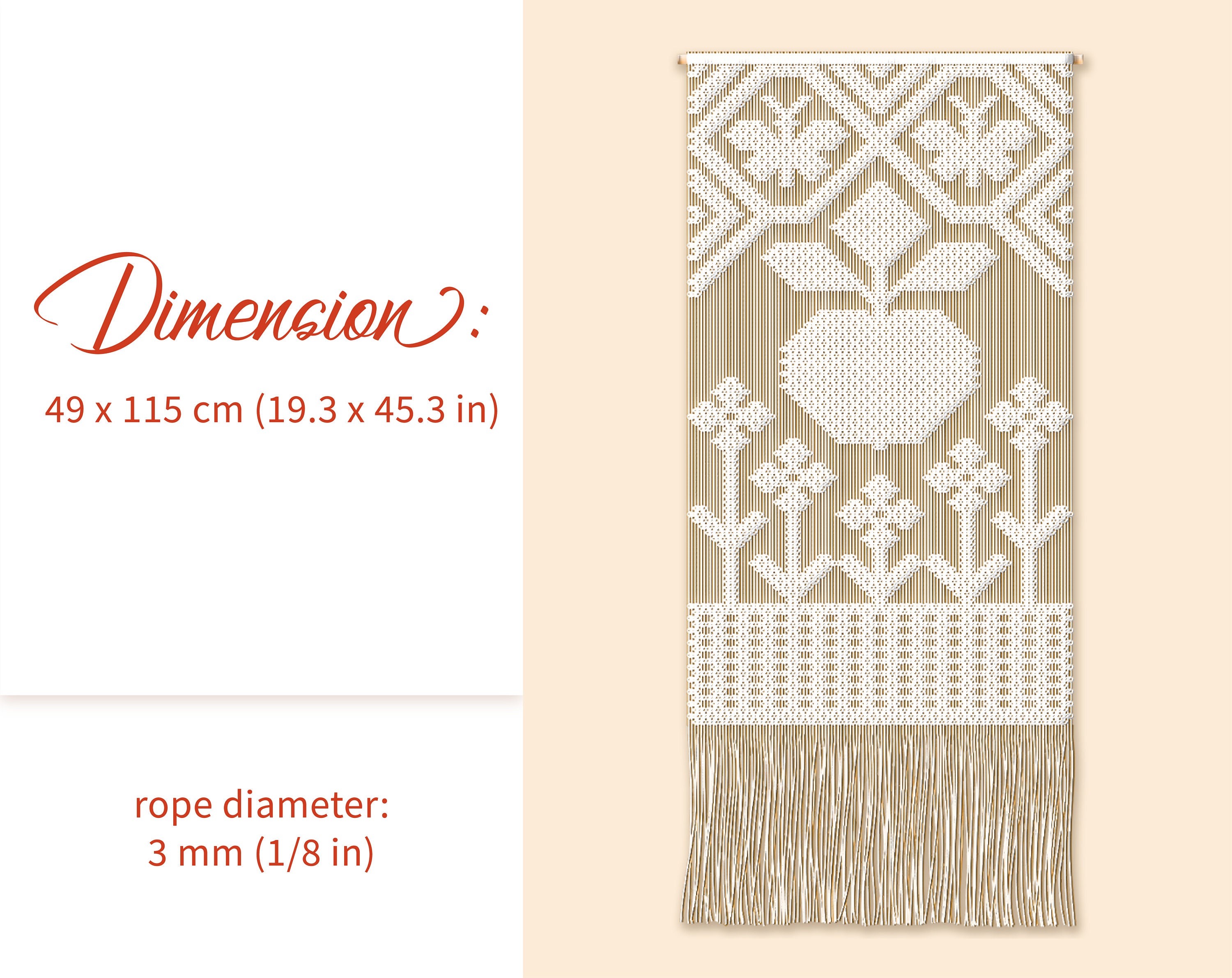 Macrame PATTERN Wall Hanging Tutorial apple DIY Macrame Boho Pattern, Instruction and Knot Guide ...