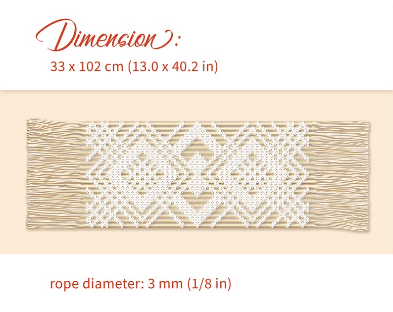 TABLE RUNNER Pattern Macrame Tutorial orbello DIY Macrame Boho Pdf Pattern, Instruction and Knot ...
