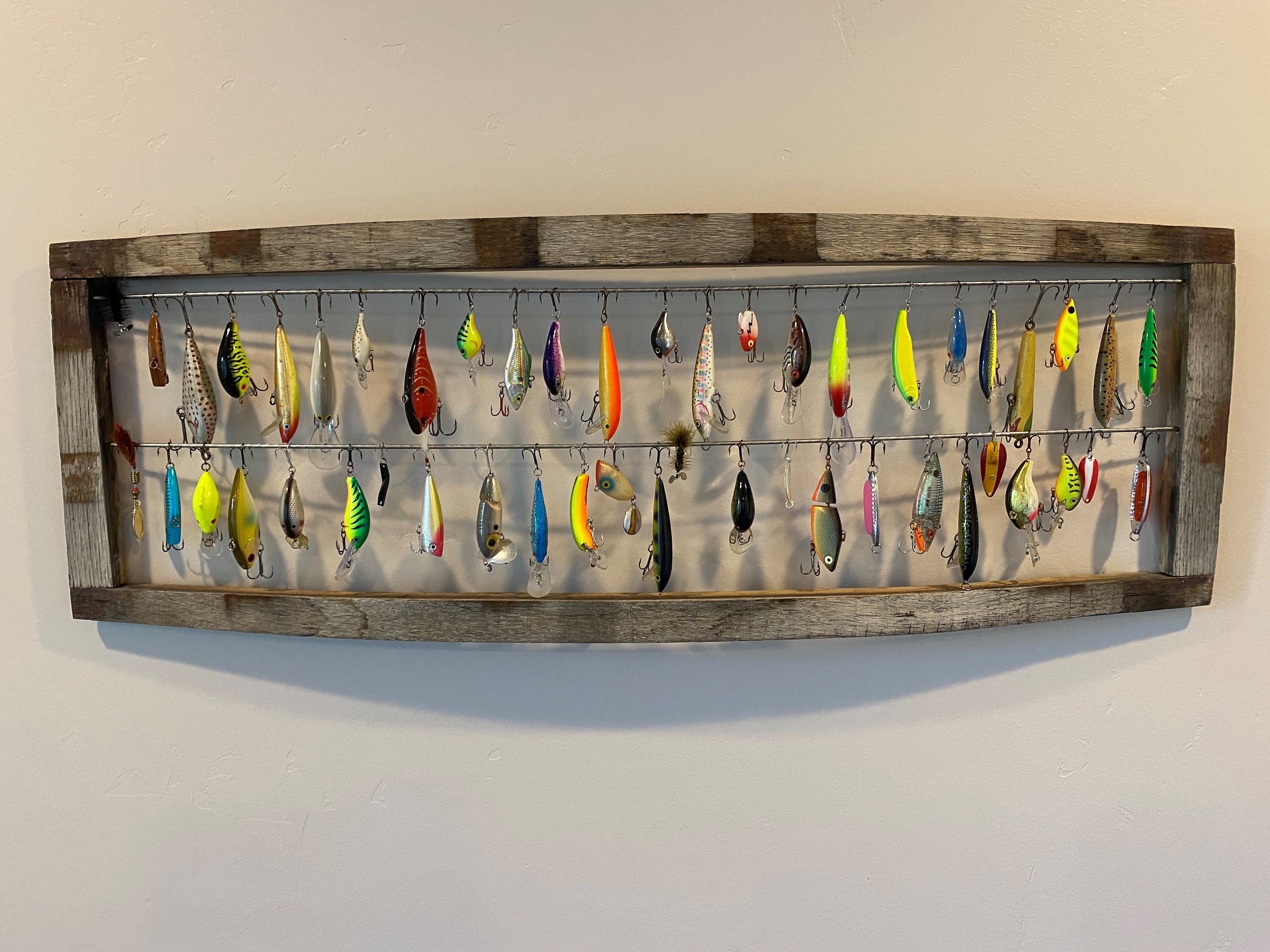 Bass Fishing Lure Display Reclaimed Whiskey Barrel Wood - Display Only ...