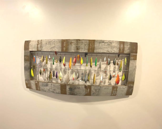 Bass Fishing Lure Display Reclaimed Whiskey Barrel Wood - Display Only ...