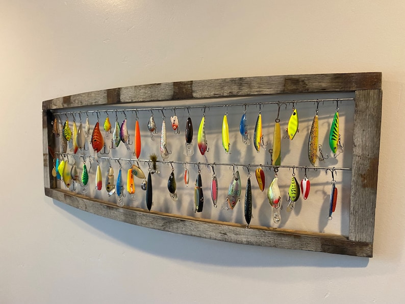 Bass Fishing Lure Display Reclaimed Whiskey Barrel Wood - Display Only ...
