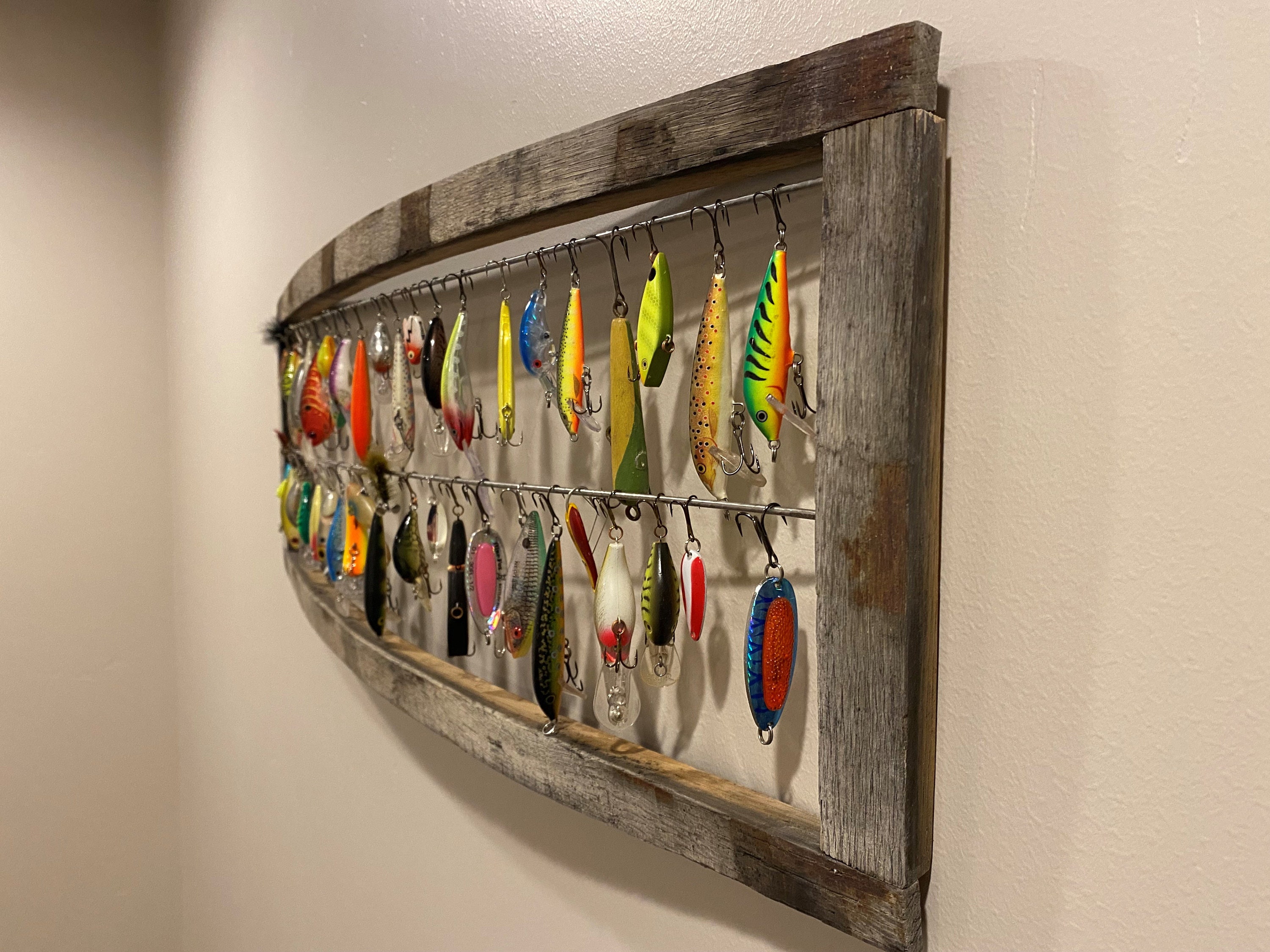 Bass Fishing Lure Display Reclaimed Whiskey Barrel Wood - Display Only ...