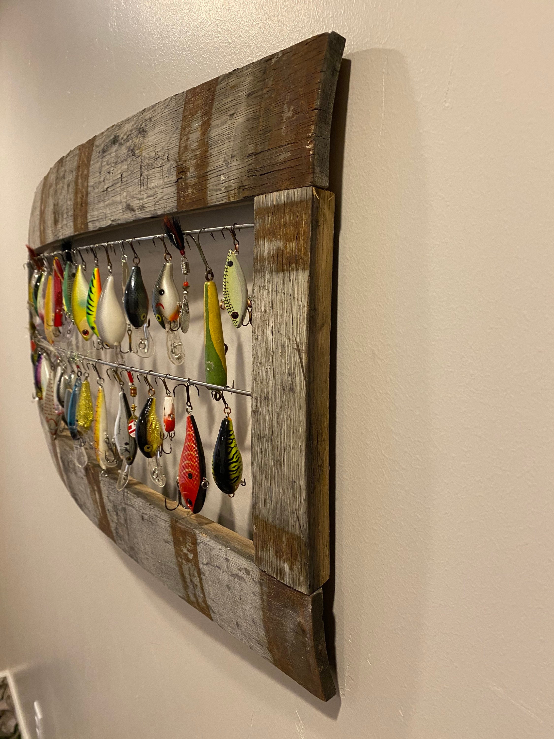 Bass Fishing Lure Display Reclaimed Whiskey Barrel Wood - Display Only ...