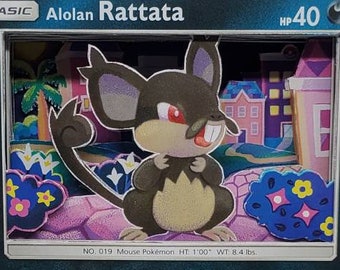 Art & Collectibles Alolan Rattata 3D Pokemon Card Art Artist Trading ...