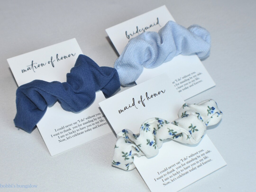 Dusty Blue, Blue Floral Hair Scrunchies, Hair Ties, Great Quality ...