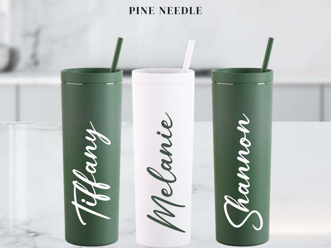 Pine Green 18 Oz. Acrylic, Soft Matte, Skinny Tumbler Personalized ...