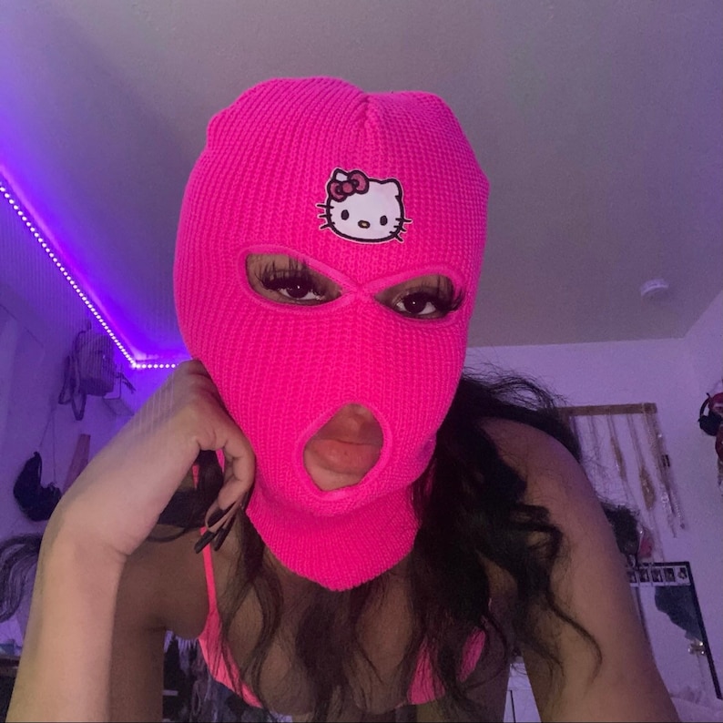 Hello Kitty 3 Hole Knitted Ski Mask Etsy