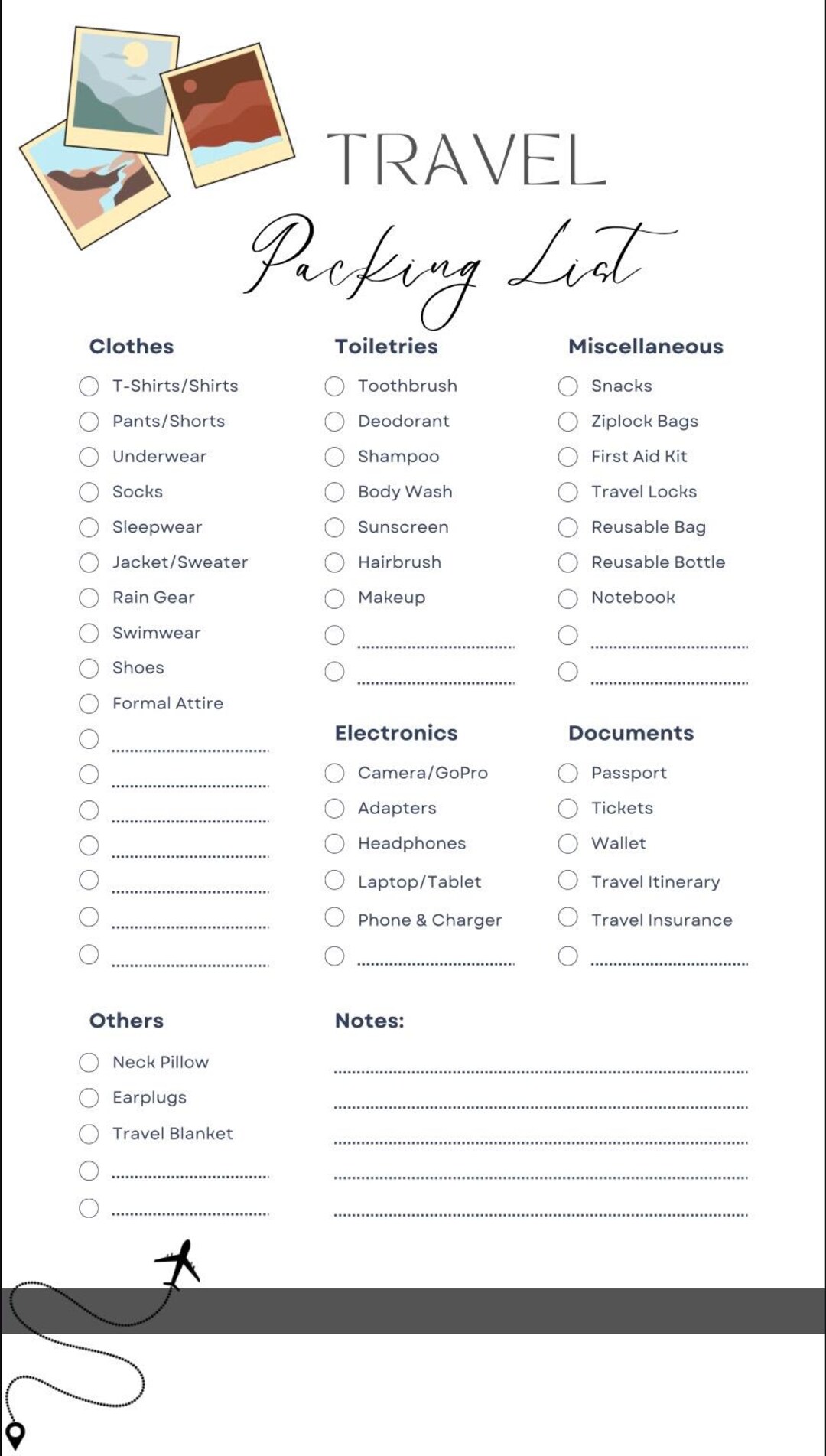 Ultimate Travel Packing List | Printable Checklist Planner (PDF ...