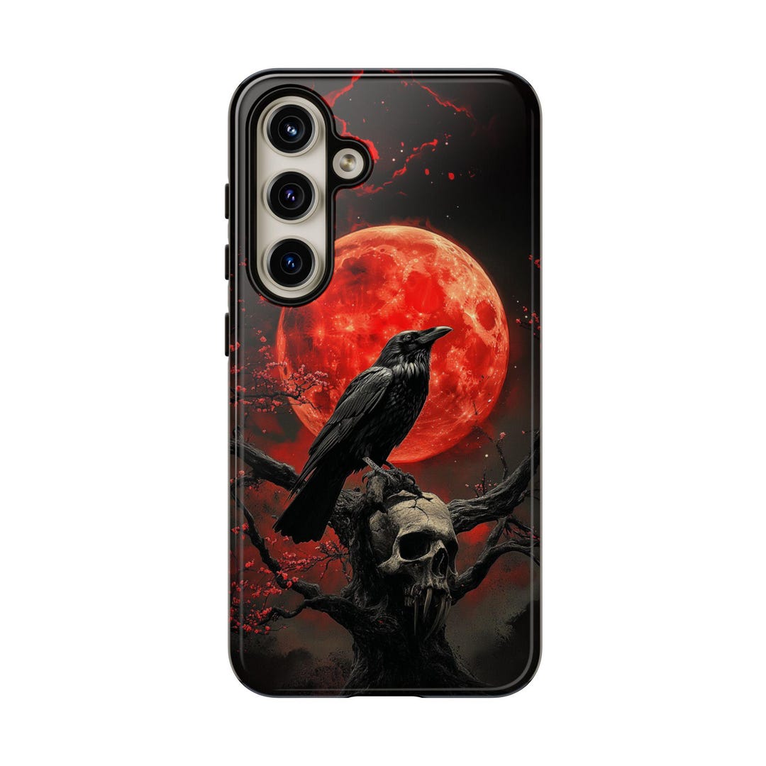 Gothic Blood Moon Raven Mystic Skull Samsung, Pixel, Tough Phone Cover ...