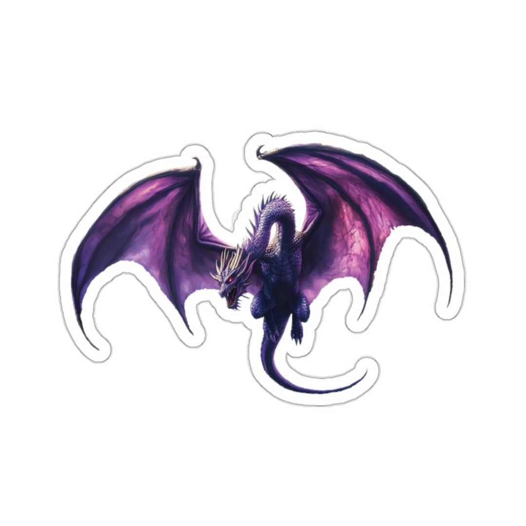 Purple Dragon Sticker, Mythical Creature Decals, Fantasy Animal Label ...