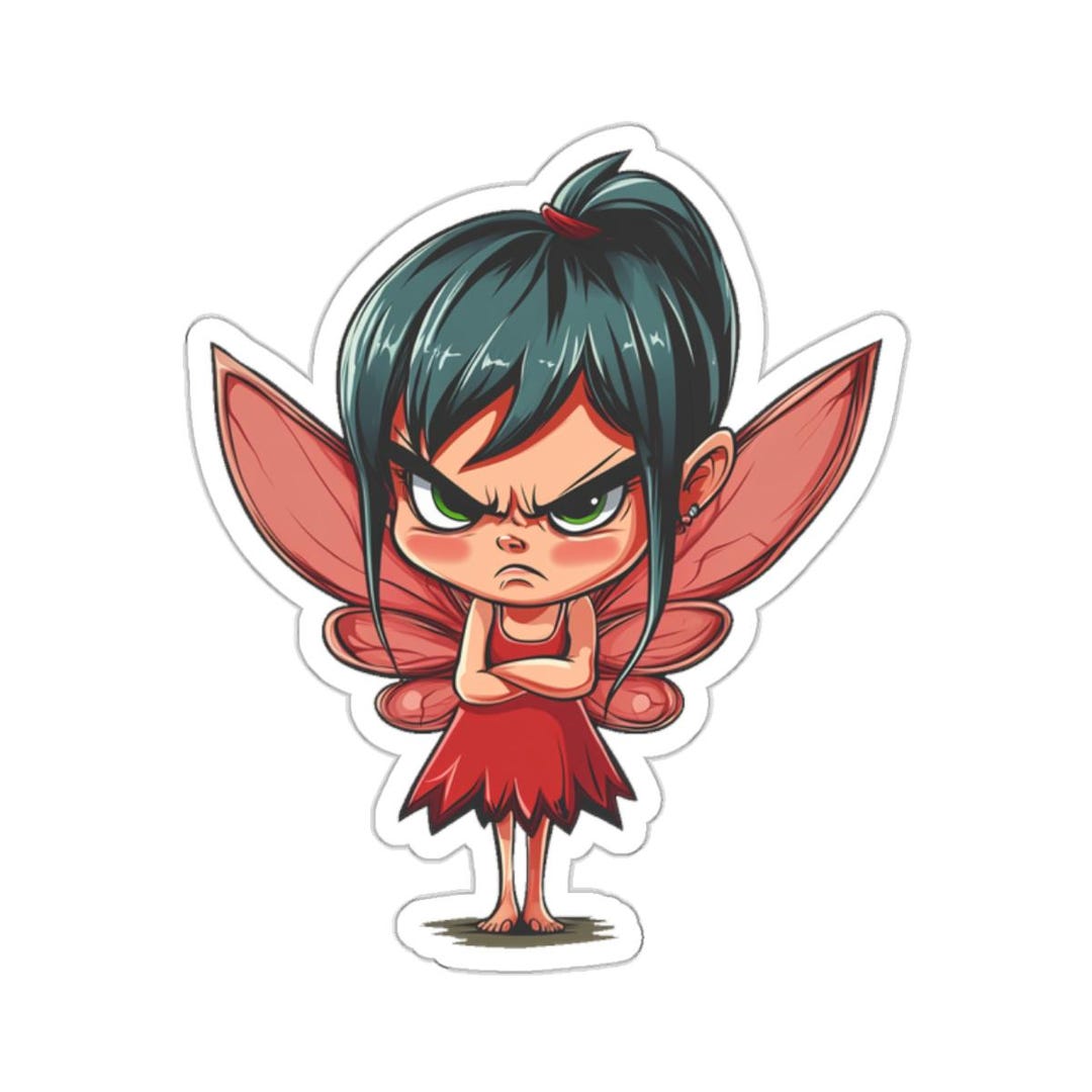 Angry Fairy Kiss-cut Stickers, Anime Sticker, Angry Fairy Decal, Fun ...