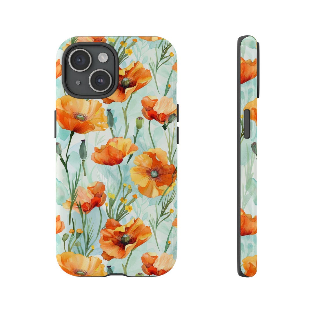 California Poppy Watercolor Design Cell Phone Tough Cases - Etsy