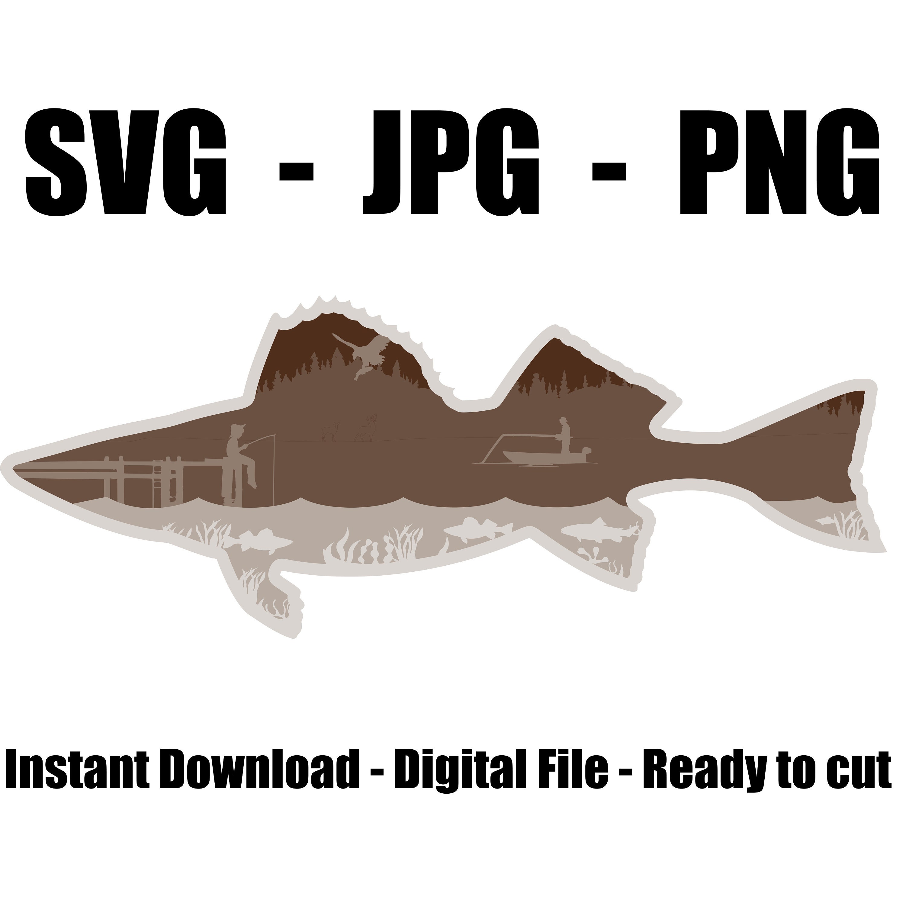 Layered Walleye Cut File - Layered Walleye SVG - Layered Walleye JPG ...