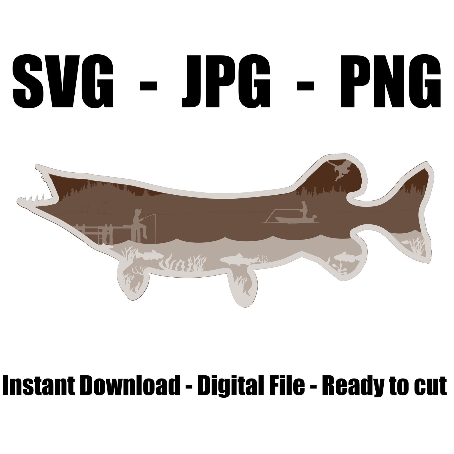 Layered Musky Cut File - Layered Musky SVG - Layered Musky JPG ...