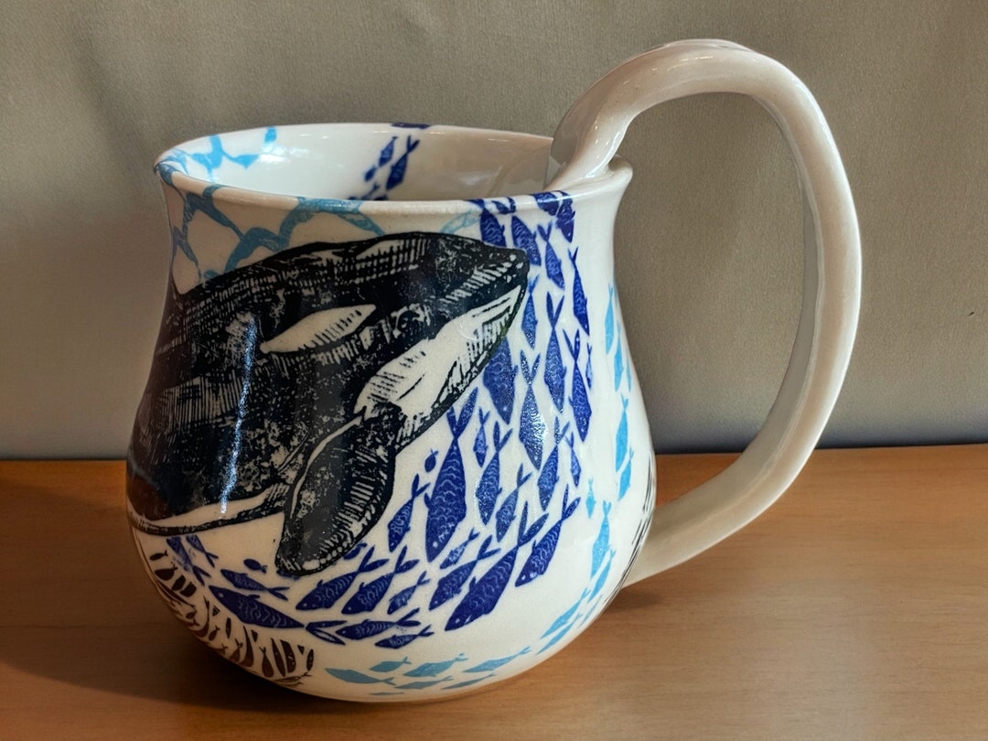 Wellerman Mug : Whale Tail Handle Orca Whale Mug Ceramic Handmade Ocean ...