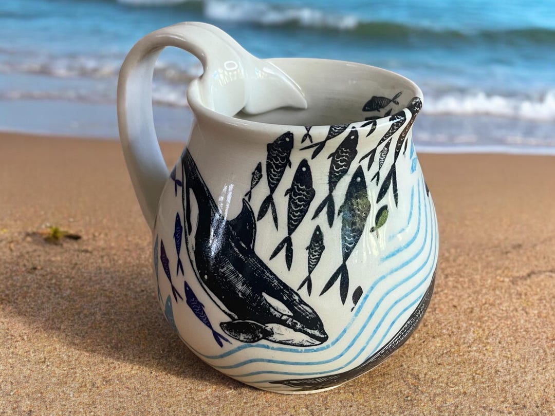 Wellerman Mug : Whale Tail Handle Orca Whale Mug Ceramic Handmade Ocean ...