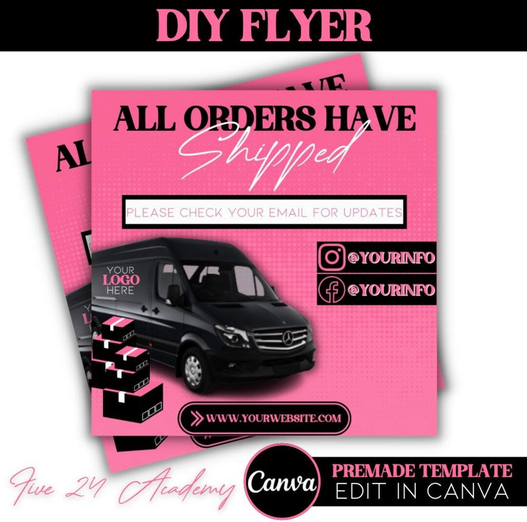 DIY Orders Have Shipped Flyer, DIY, Flyer, Canva, Premade Template ...