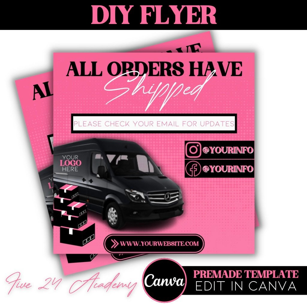 DIY Orders Have Shipped Flyer, DIY, Flyer, Canva, Premade Template ...