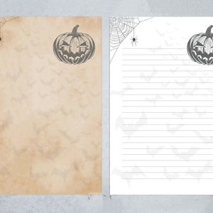 Halloween Themed Stationary Paper Set, Pumpkin, Bats and Spider Web ...